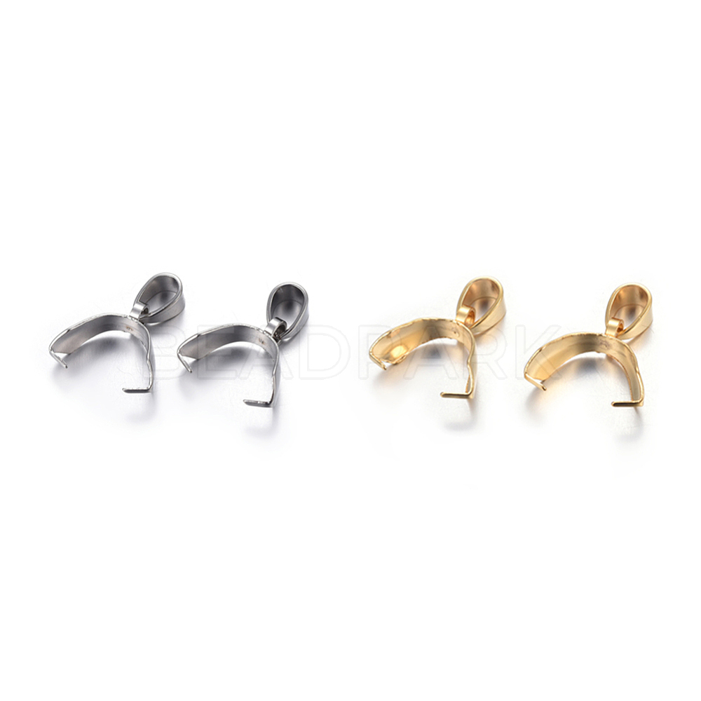 201 Stainless Steel Pendant Pinch Bails - Beadpark.com