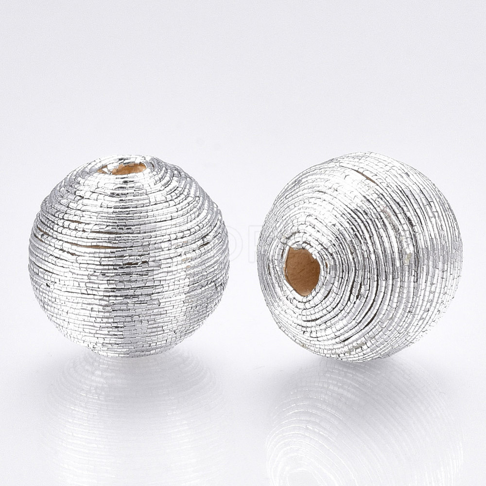 Wood Beads Covered with Polyester Cord Wire - Beadpark.com